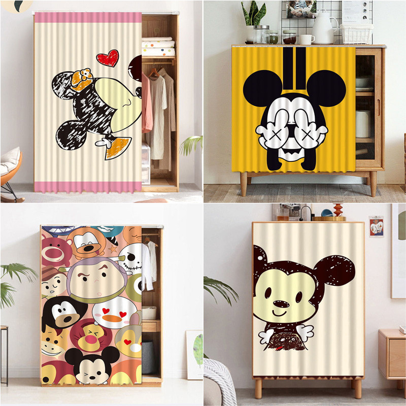 Cartoon Mickey Mouse Wardrobe Curtain Cabinet Curtain Dust Curtain ...