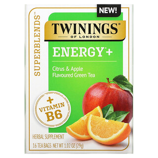 Twinings, Energy+ Green Tea, Citrus & Apple, 16 Tea Bags 1.02 oz (29 g ...