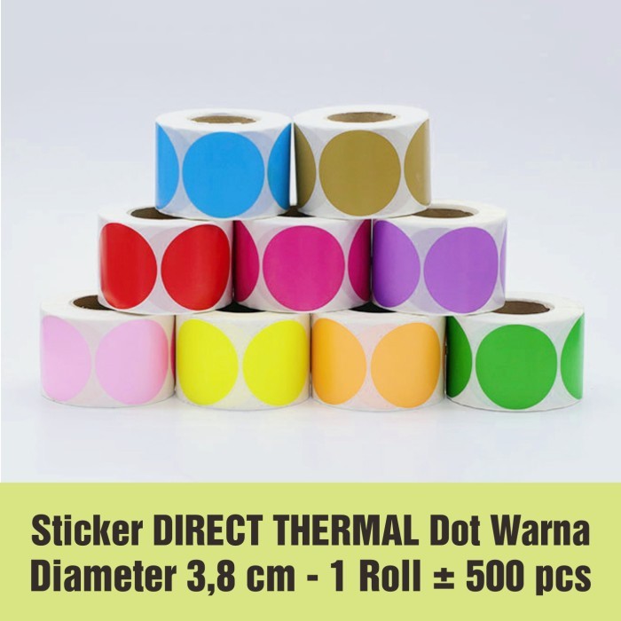 Sticker Direct Thermal Label Dot Color 38mm Plain Round Thermal Print ...