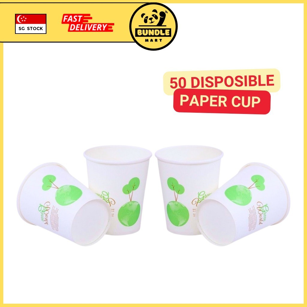 (BundleMart) 50 Pcs Disposable Paper Cups Partyware BBQ Picnics Drinkin ...