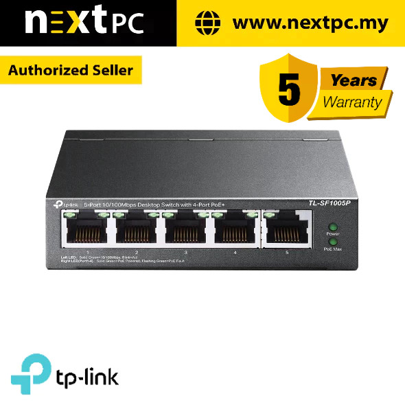 [Ready Stock] TP-LINK TL-SF1005P 5-Port 10/100Mbps Desktop Switch with ...