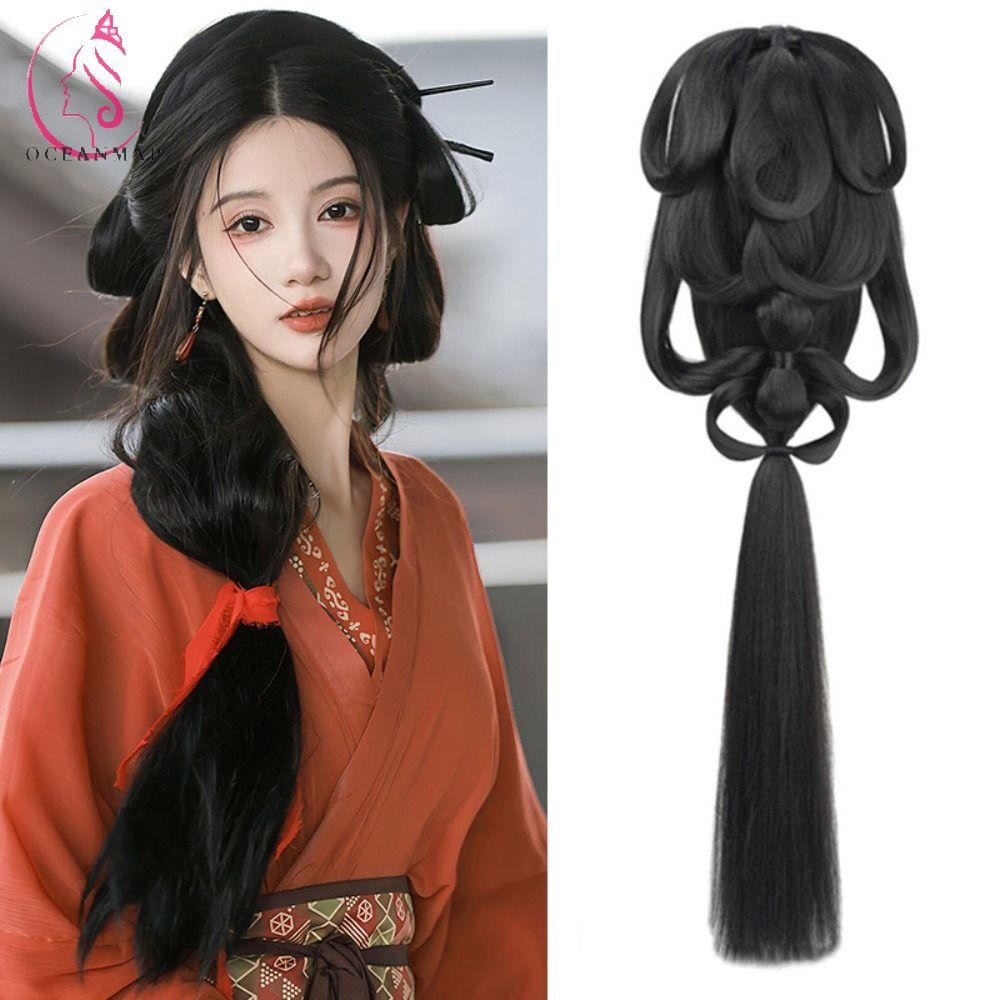 OCEANMAP Chinese Ancient Wig, Traditional Hairpiece Women Hanfu Wigs ...