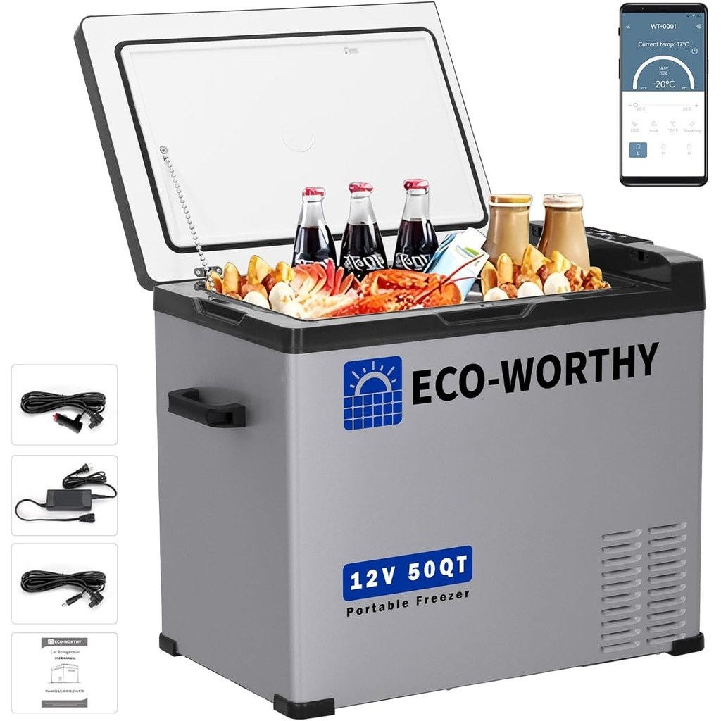 ECO-WORTHY 12 Volt Refrigerator 50 Quart(46L) Car Fridge Freezer 12V ...