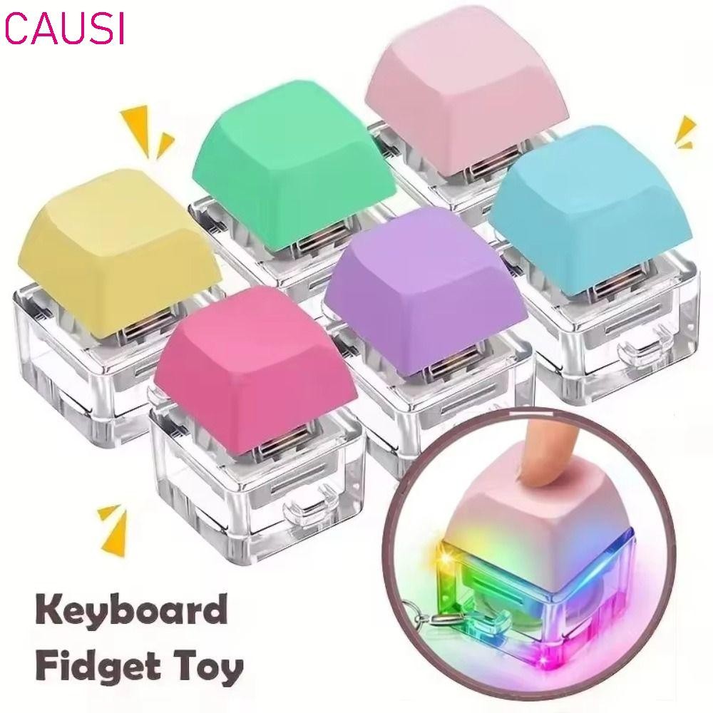 CAUSI Fidget Keychain, With Light Keys Button Finger Keyboard Caps ...