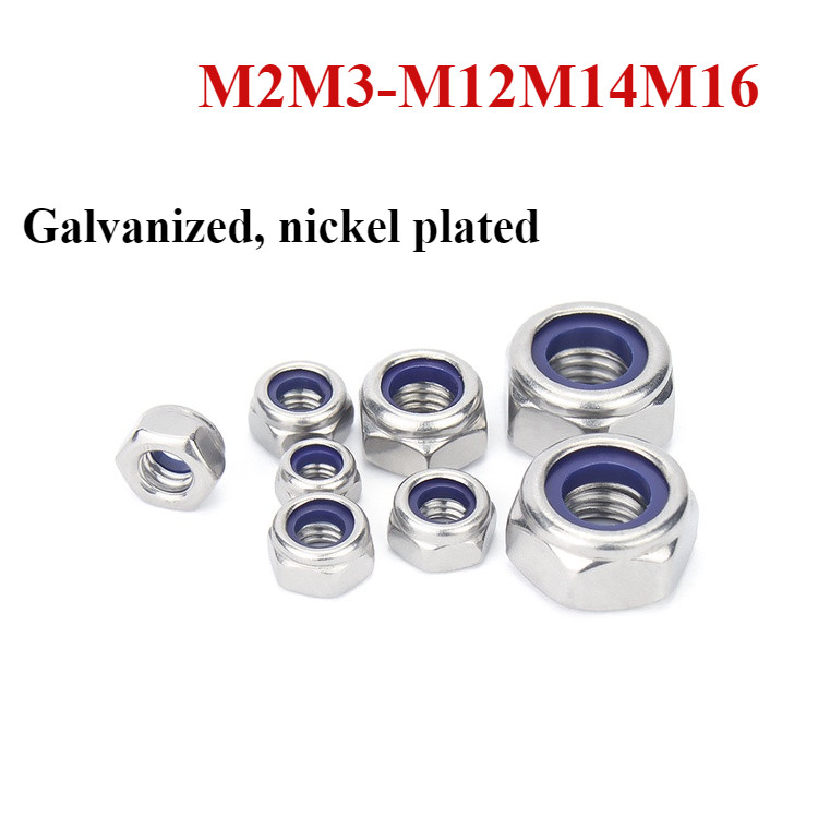 [QP4] Hex Nut Galvanized Lock-Proof Nut Black Self-Locking Nut Nylon ...
