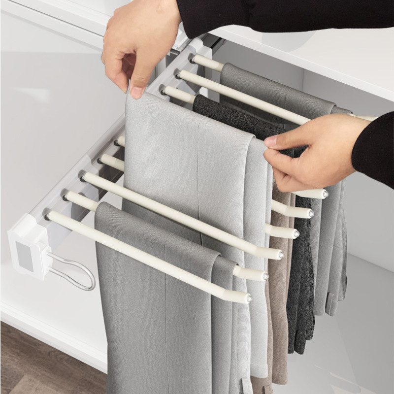 Pull-and-pull Trouser Rack/telescopic Wardrobe Trouser Storage Rack ...