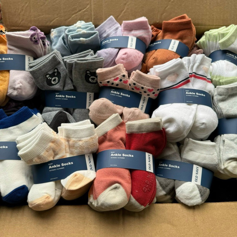 Set of 10 pairs of O.ld N.avy socks with full glue and anti-slip soles for boys and girls from 0 ...
