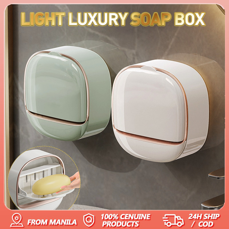 Deluxe Flip Up Soap Box (with lid) Wall Mounted Double Storage Box (no ...