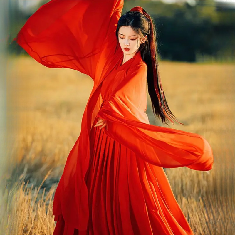 Hanfu Set Woman 2Pcs Chiesne Red Dress Xiake Cosplay Costume 漢服女裝古風套裝汉服 ...