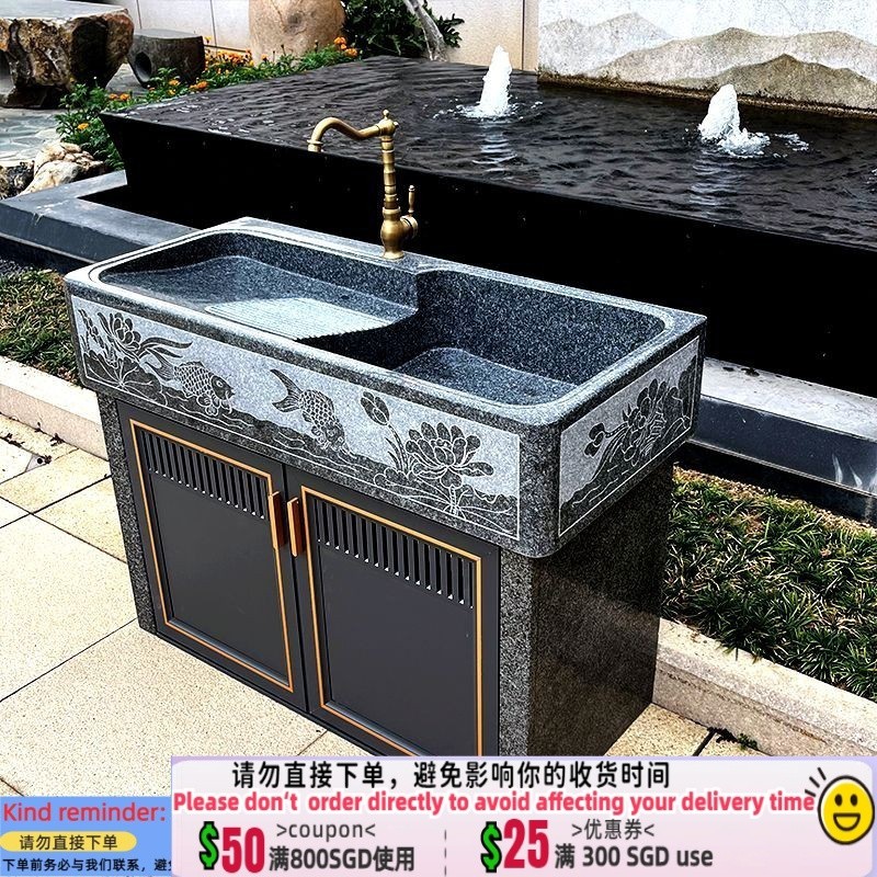 Get 8% Coupon/den Stone Integrated Marble Laundry Tub with Washboard ...