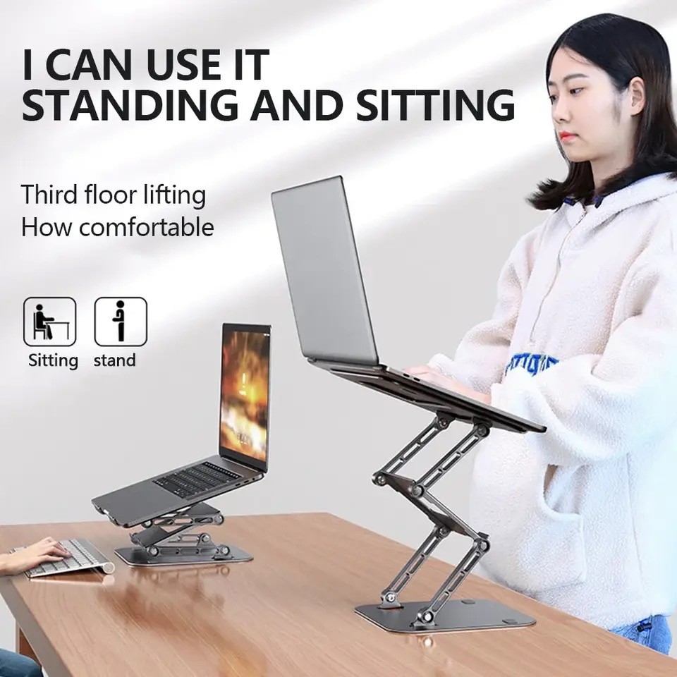 3 Layers Metal Rotating Laptop Stand Foldable Laptop Stand Height ...