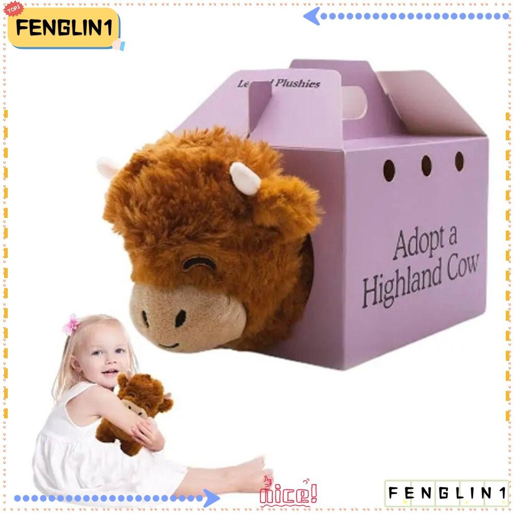 FENGLIN Highland Cow Legend Plushie, Fluffy Bull Realistic Fluffy ...