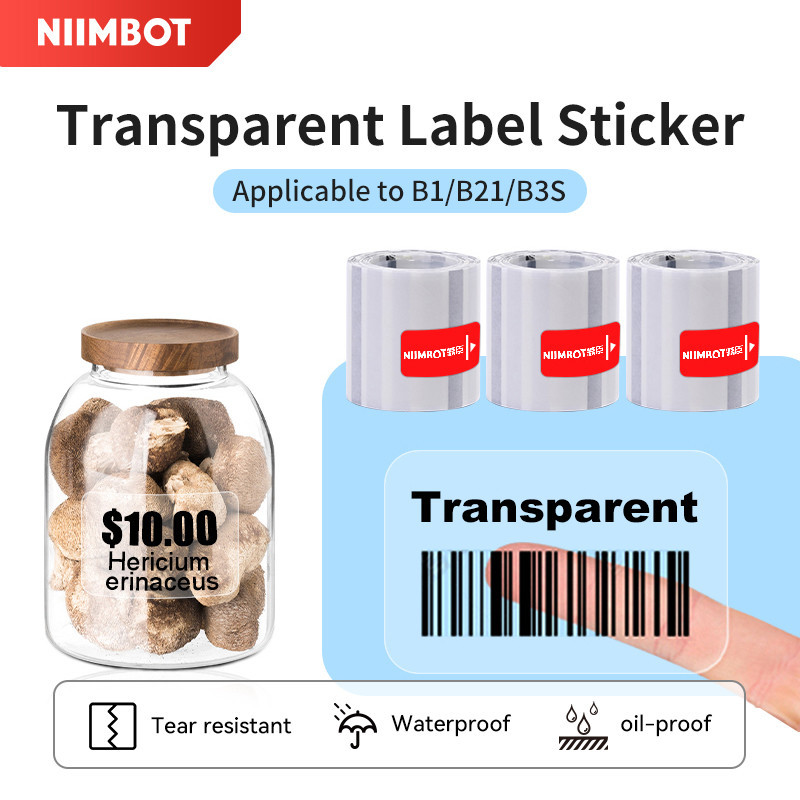 NIIMBOT B21/B1/B3STransparent Label Printing Paper Name Waterproof ...