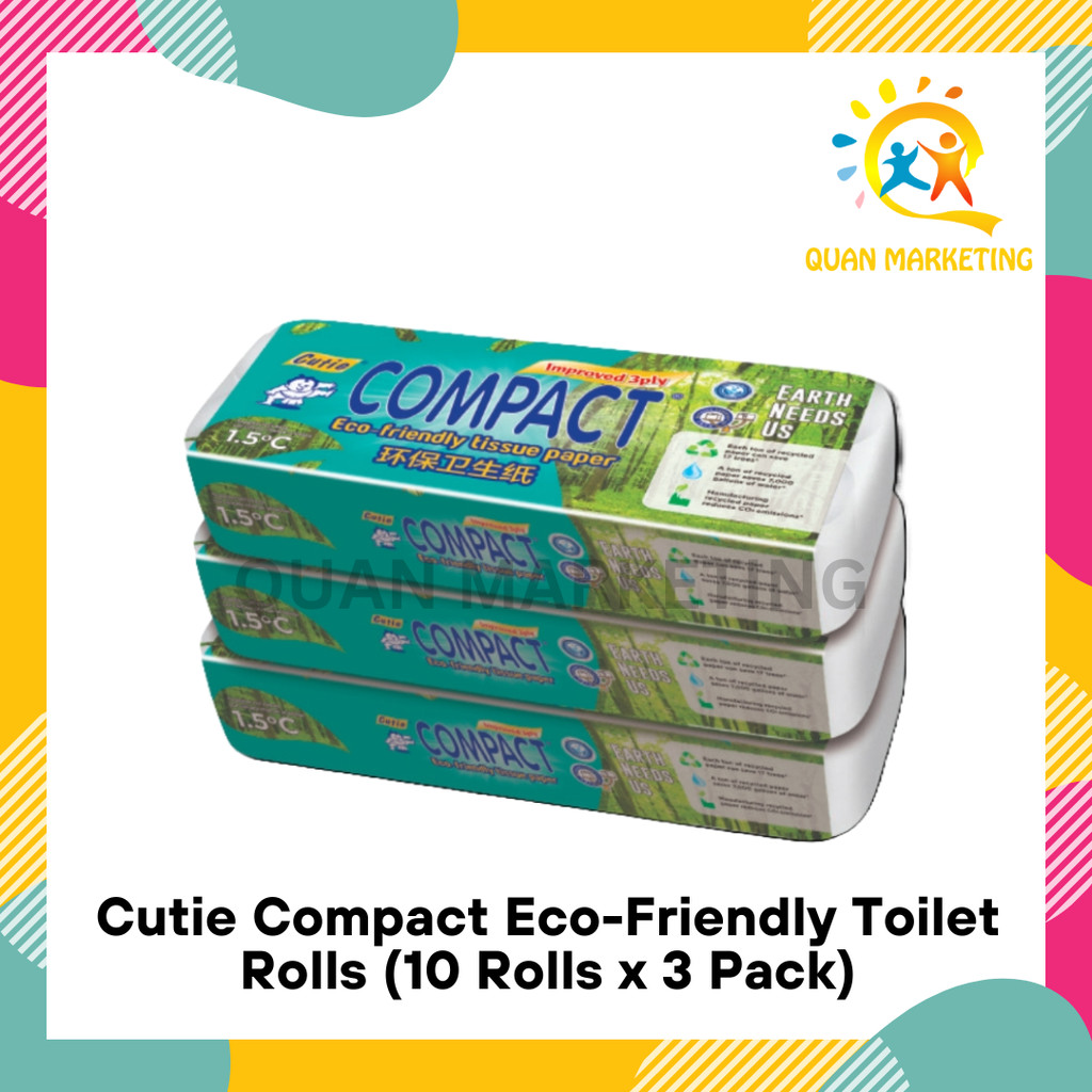 Cutie Compact Eco-Friendly Gulung Tandas / Cutie Compact Eco-Friendly Toilet Rolls 3ply (10 Roll ...