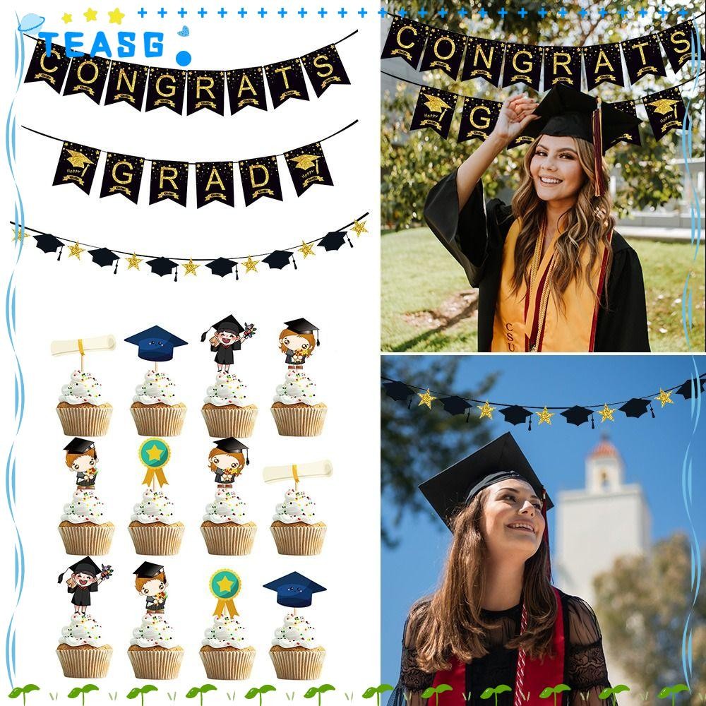 TEASG 2pcs Graduation Banner Garland Banner Graduation Ceremony ...