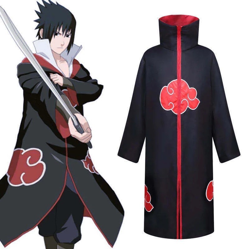 Cosplay Costume Narut Akatsuki Cloak Anime Red Cloud Robe Halloween ...