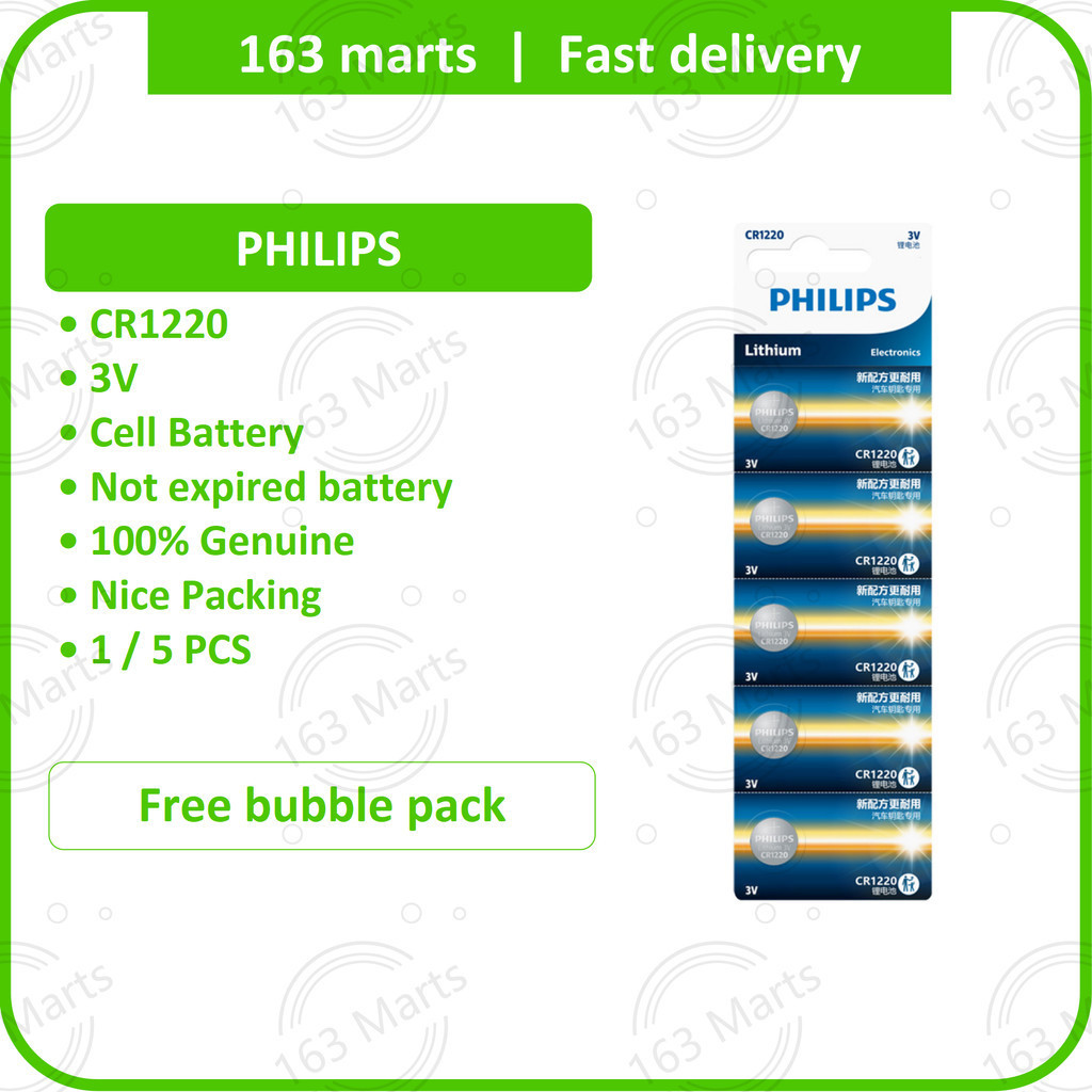 PHILIPS 1220 button Battery coin Bateri 3V lithium cell Batteri car ...