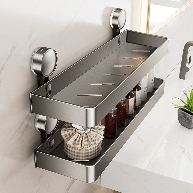 No Drilling Bathroom Storage Rack Large Capacity Shower Gel and Shampoo ...