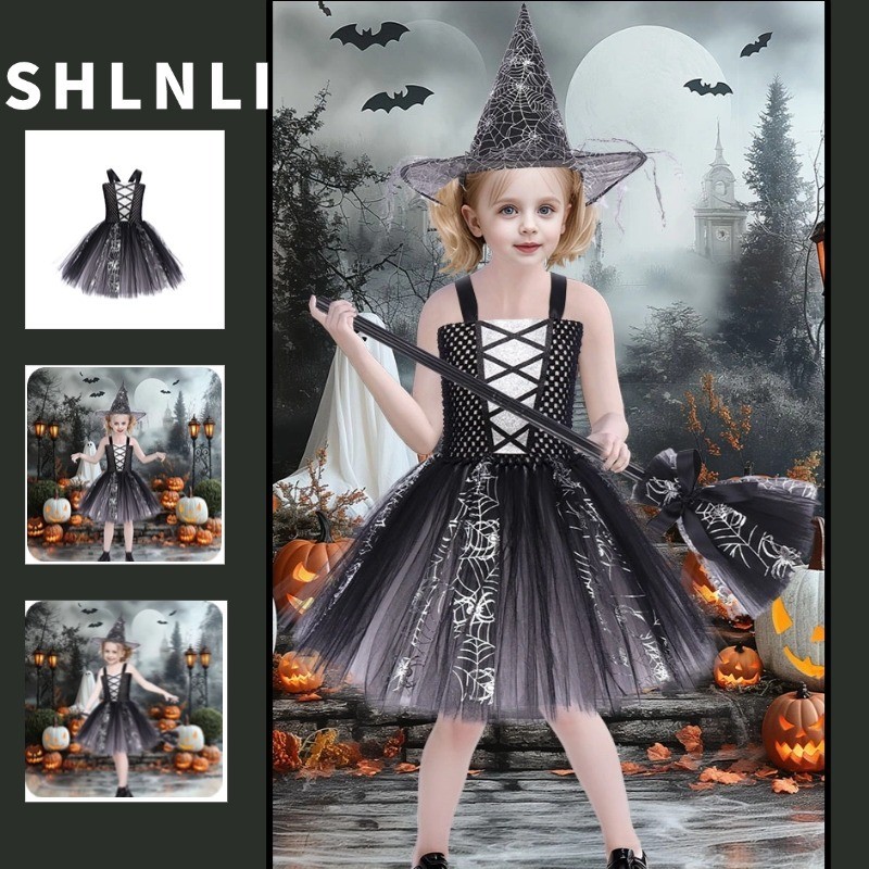 Girls' Halloween Cosplay Witch Performance Costume Kids' Party Princess ...