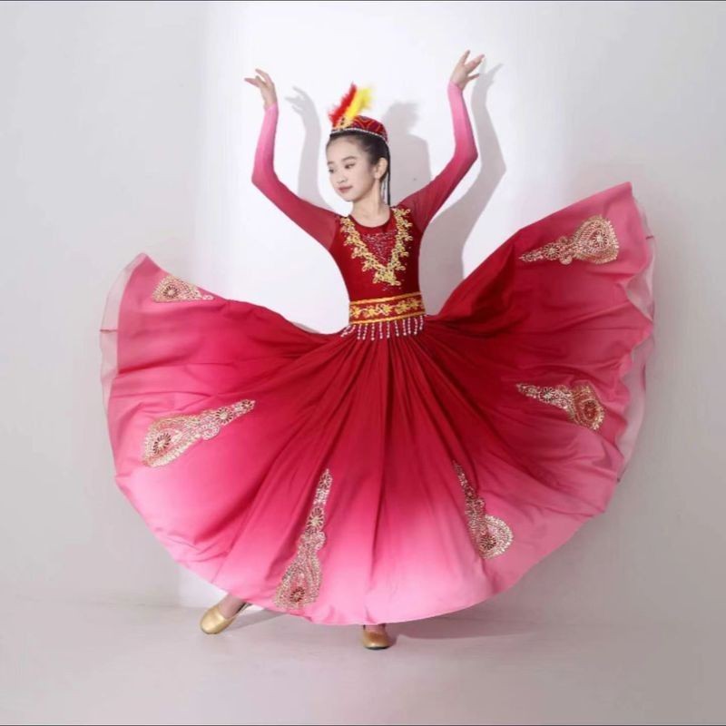 Xinjiang Dance Costume Large Swing Skirt Wei Ethnic Dance Ethnic Style ...