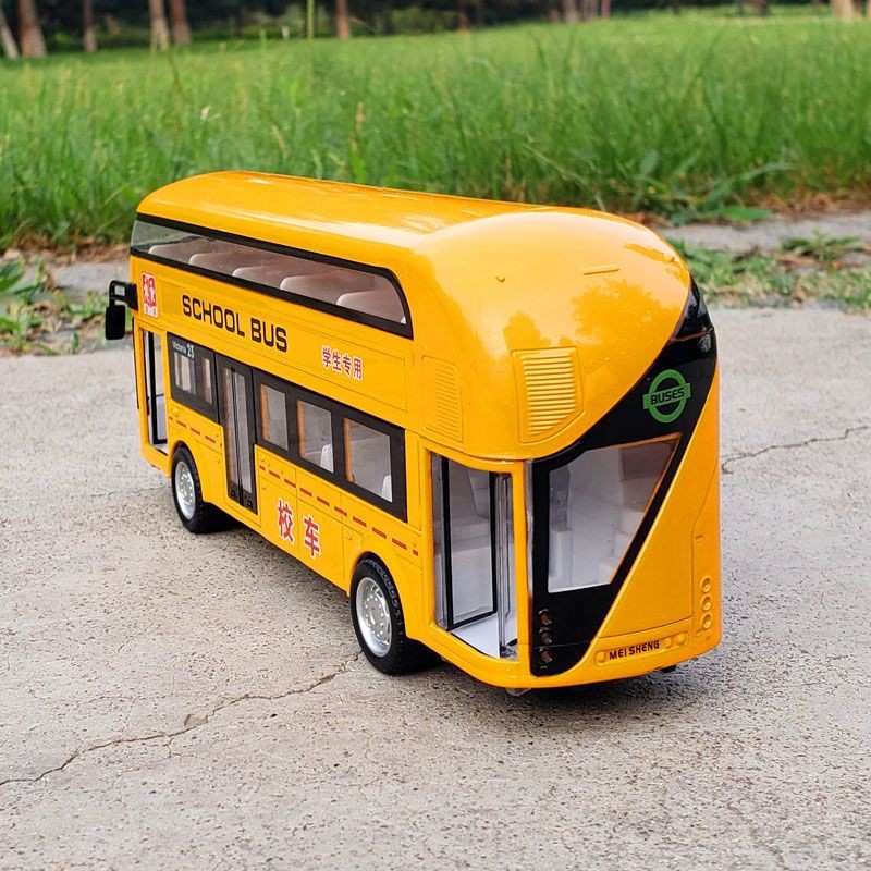 Metal Double Decker Bus School Bus Alloy Bus with Voice Sound Light ...