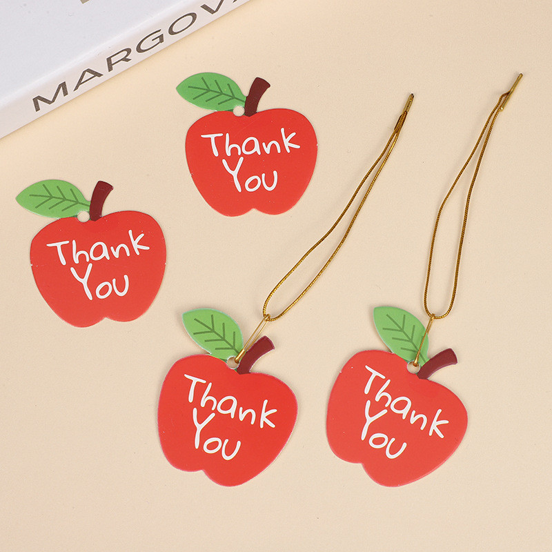 100PCS Apple shaped thank-you tag thank-you card cute small tag with ...