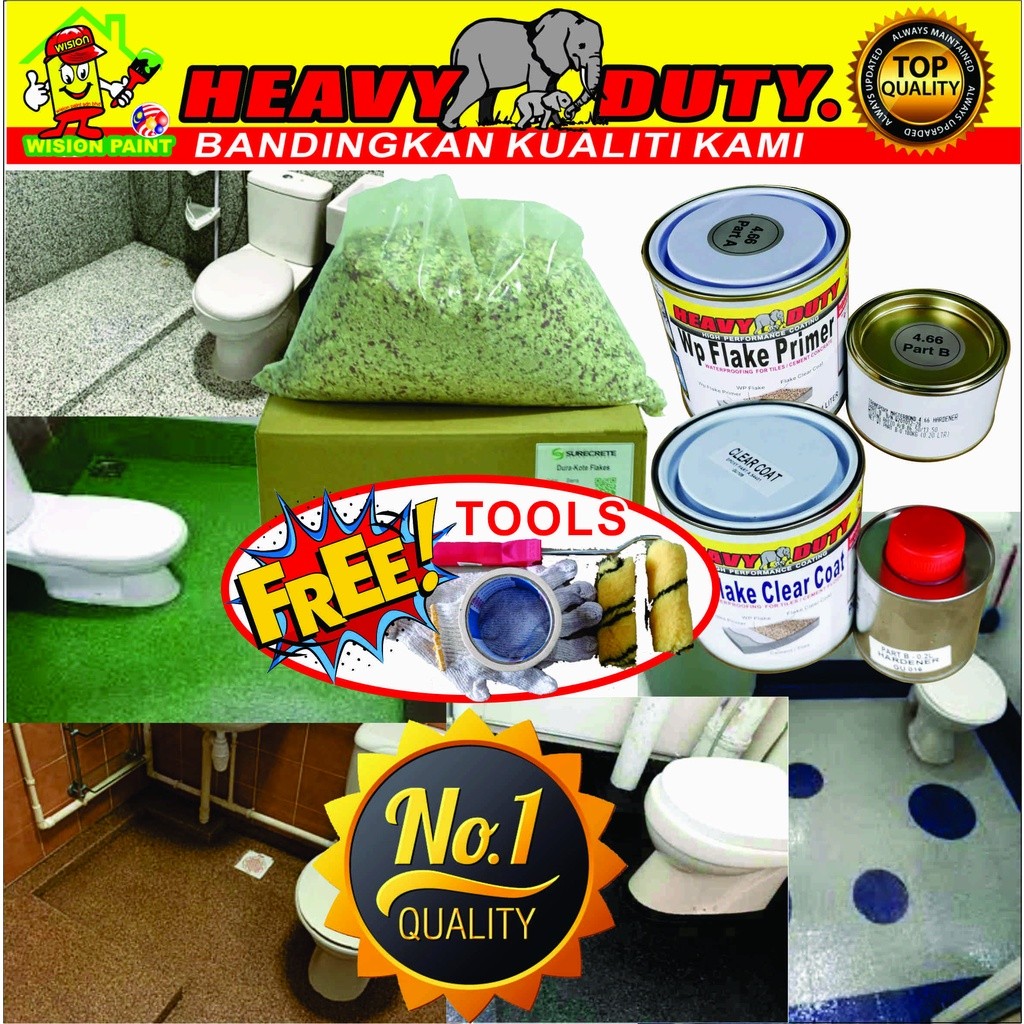 HEAVY DUTY FULL SET FLAKE Epoxy Colour Flake Coating ( FREE TOOLS + 1L ...