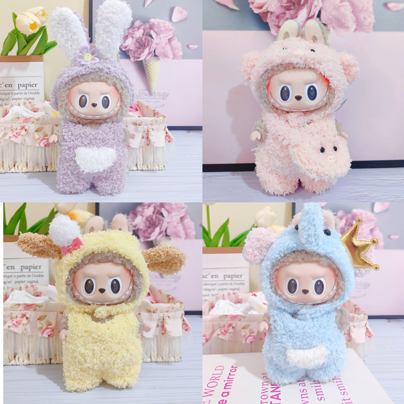 labubu mini clothes cute plush Jumpsuits For 17cm Labubu Macaron Doll ...