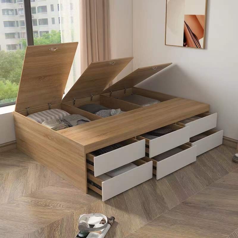 Nordic style headless bed box storage customized high-grade tatami bed ...