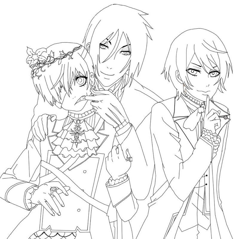 Black Butler - Set of 20 A4 A5 Coloring Pages for Wax, Pencil Coloring ...