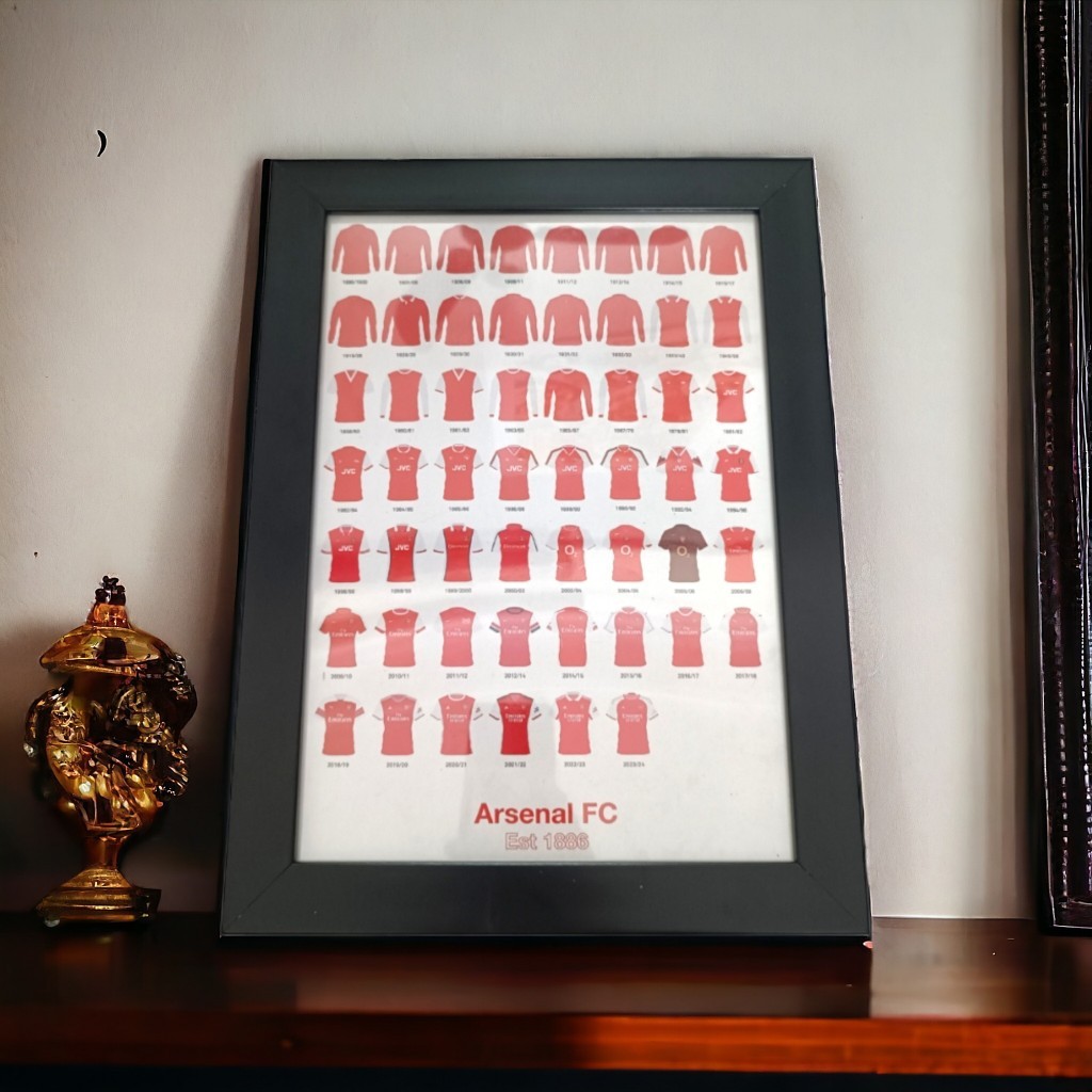 Wall Picture Frame 'Arsenal' Home Jersey - Black Football Wood Border ...