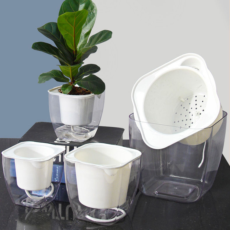 Self Watering Planters Translucent Automatic-Watering Plant Flower Pot ...