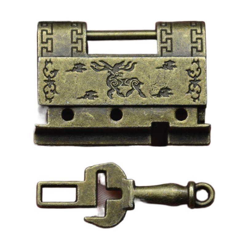 Chinese Antique Lock Zinc Alloy Small Lock Sika Deer Lock Wooden Box ...