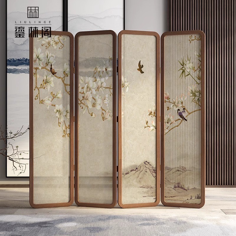 Screen Folding Mobile Partition Living Room Simple Modern Chinese Hotel ...