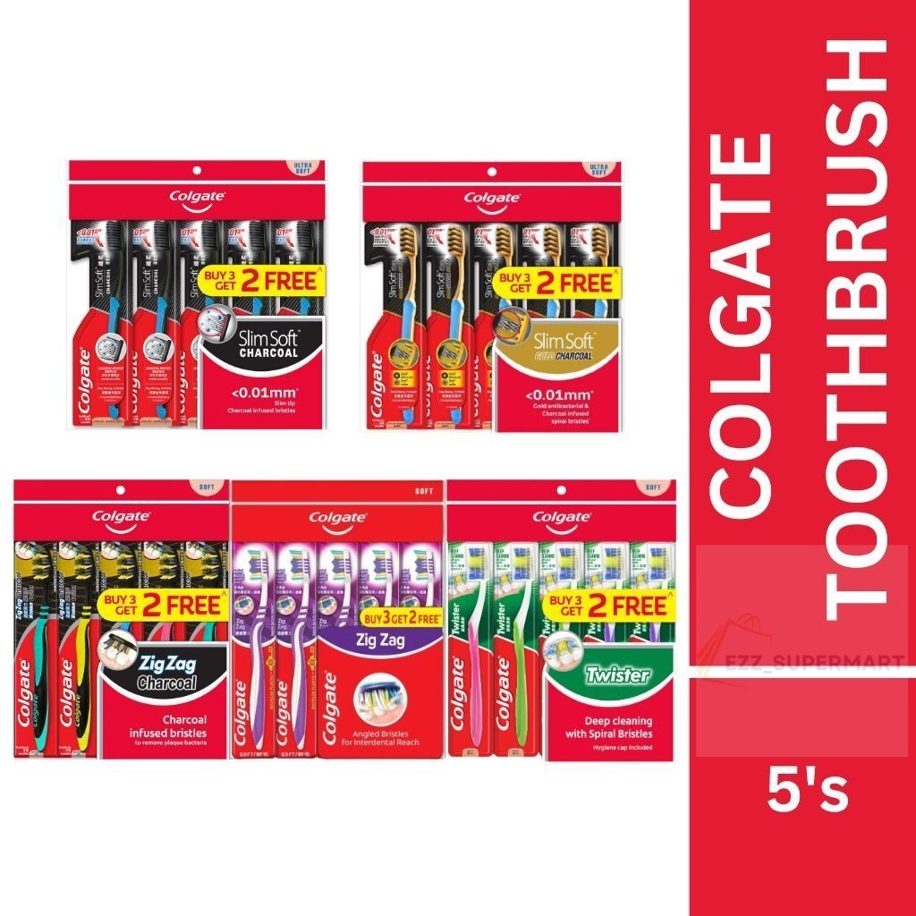 COLGATE Toothbrush Value Pack Soft Medium Twister / Zig Zag / Slim Soft ...