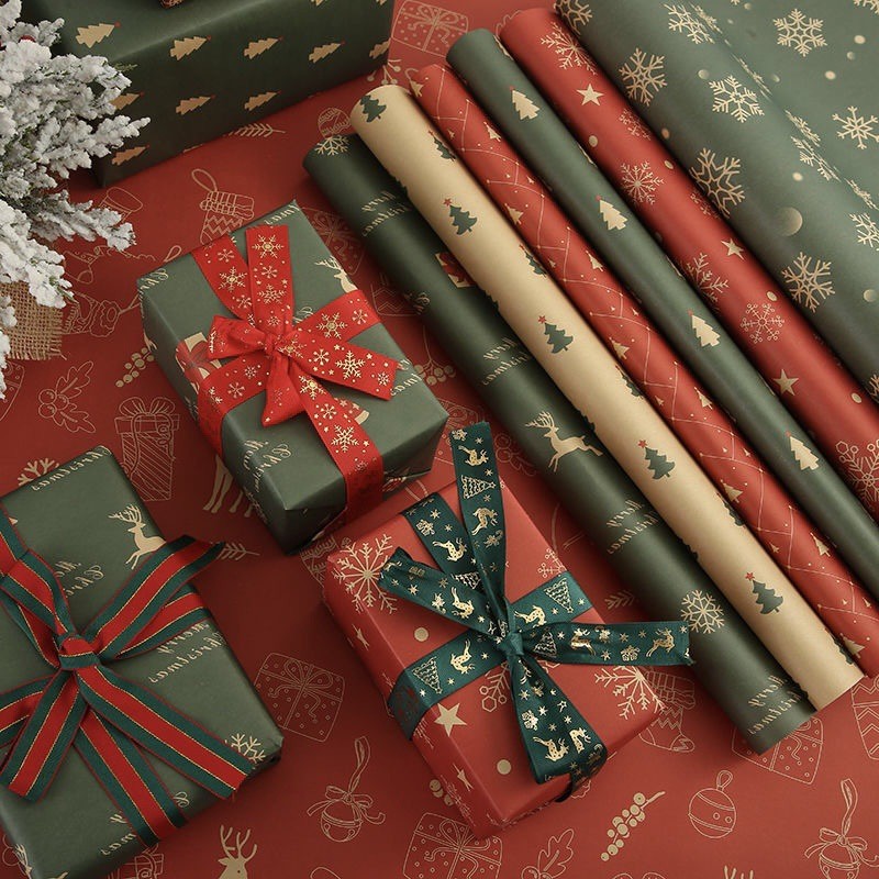 【Ready stock】Christmas Wrapping Paper Kraft Paper Decoration Retro ...