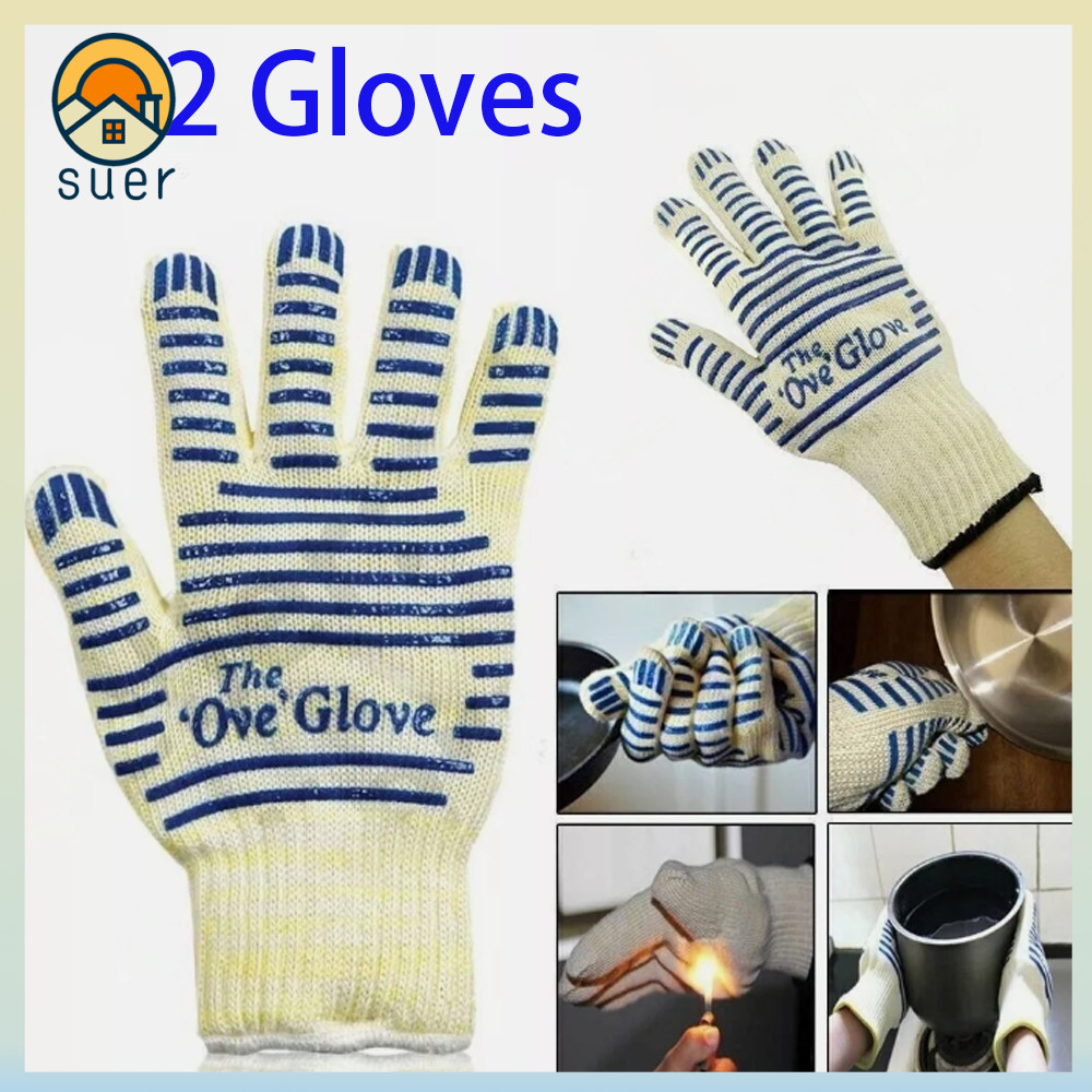 SUERHD 1 pair Oven Gloves, Heat Resistant Non-slip BBQ Oven Mitts ...