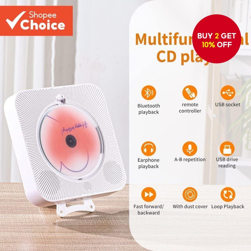 Yintiny Rechargeable Cute CD Player and Blue Light 5.0, Portable Music ...