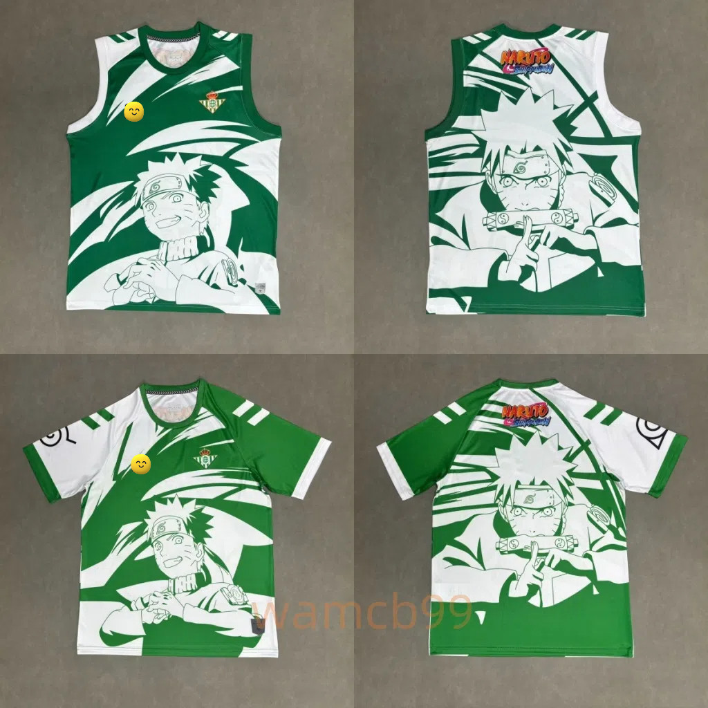 2025/26 Betis Jersey Uzumaki Naruto Anime Vest & Short Sleeve Fan ...