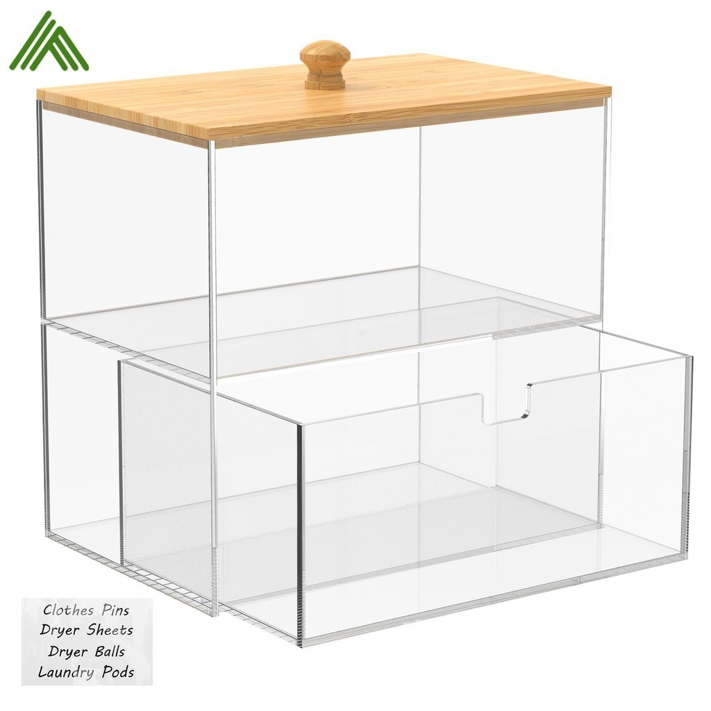 Acrylic Laundry Pods Container Dryer Sheet Holder with Drawer and ...