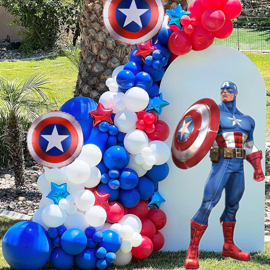 Captain America Theme Birthday Party Decorations Blue Red White Balloon ...