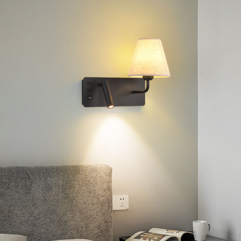 Modern Fabric Wall Sconce,Iron Wall Mounted Reading Light With ...