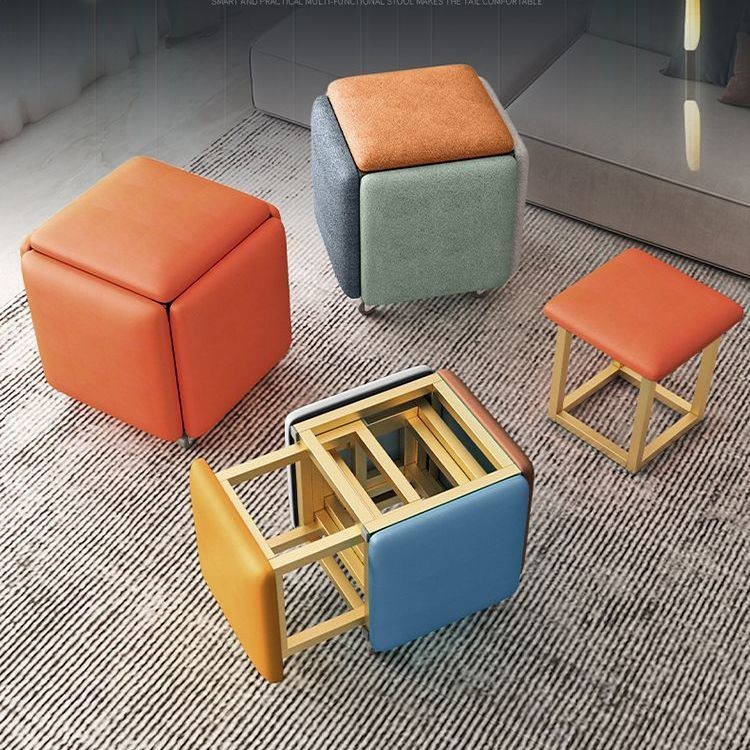 Five-in-One Cube Stool New Homehold Folding Dining Stool Coffee Table ...