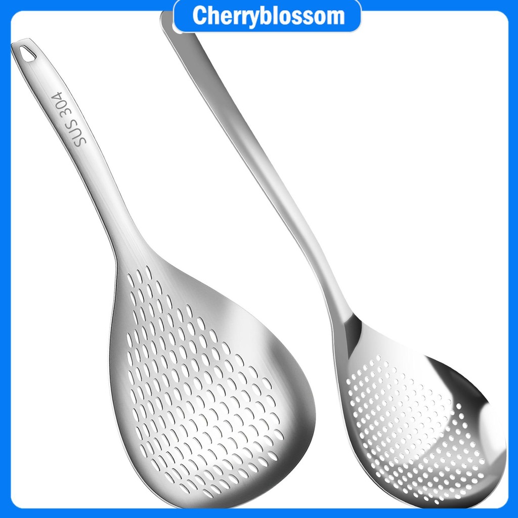 2Pcs Slotted Spoon 304 Stainless Steel Filter Spoon with Hanging Hole ...