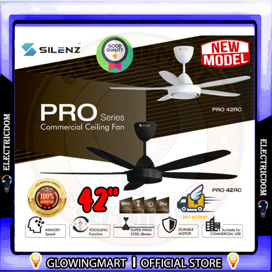 Silenz PRO Series 42" BABY FAN AC Motor Commercial Ceiling Fan (Matt ...