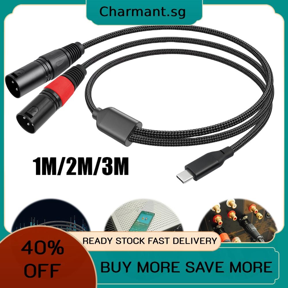 USB-C to Dual XLR 3Pin Cable Braided Type C to XLR Male Output Stereo ...