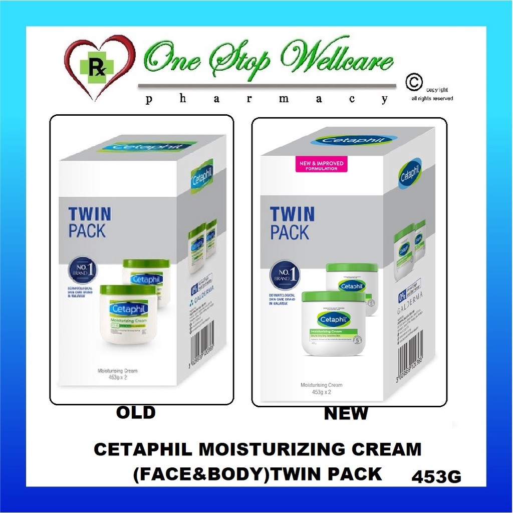 CETAPHIL MOISTURISING CREAM (FACE&BODY)TWIN PACK 453G OLD / NEW (EXP:11 ...