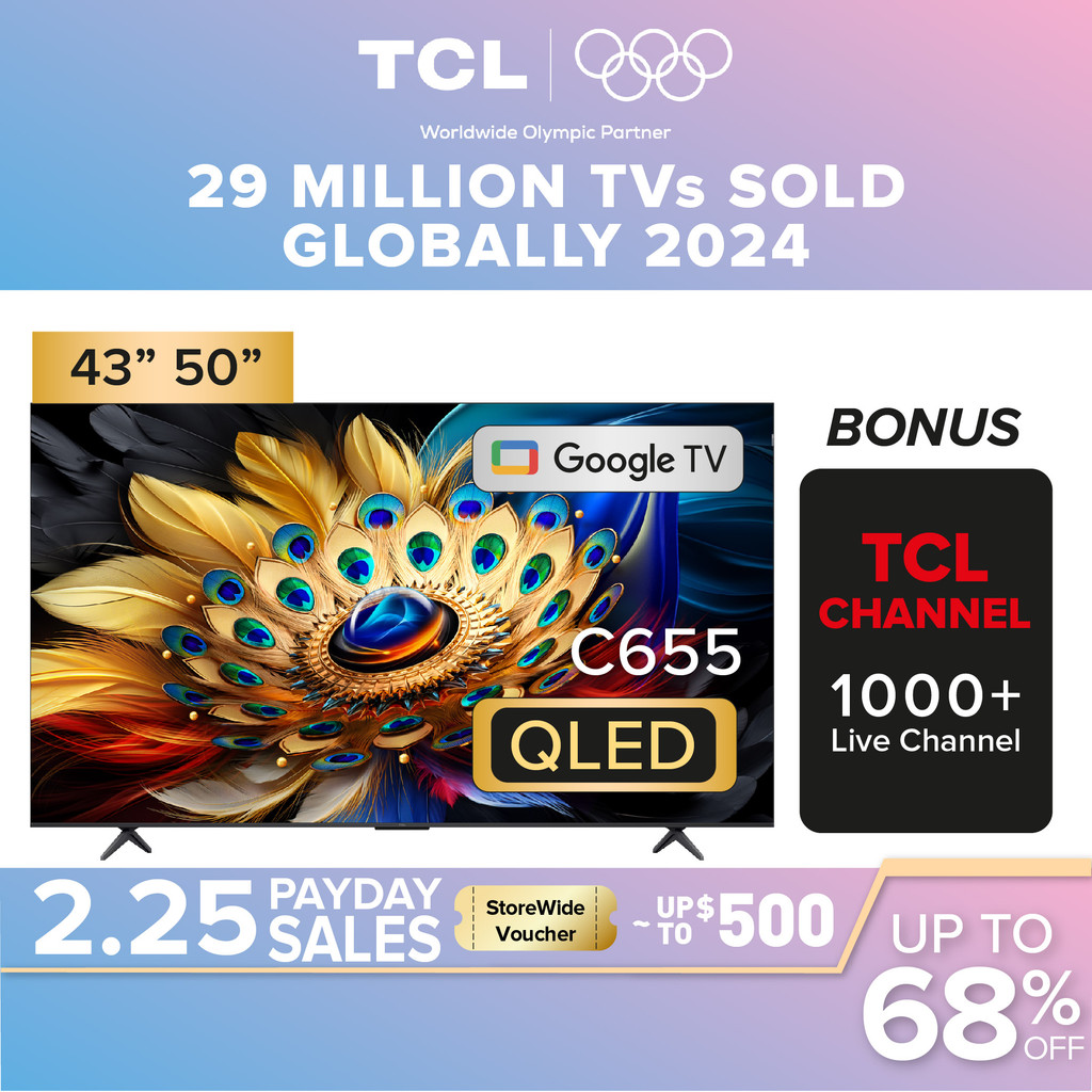 2024 TCL C655 4K QLED | 43 50 inch | AI Smart Google TV | Eye care ...