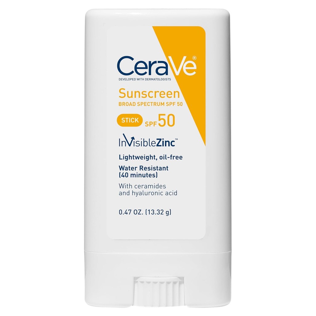 CeraVe Mineral Sunscreen Stick SPF 50, Broad Spectrum SPF + Hyaluronic ...