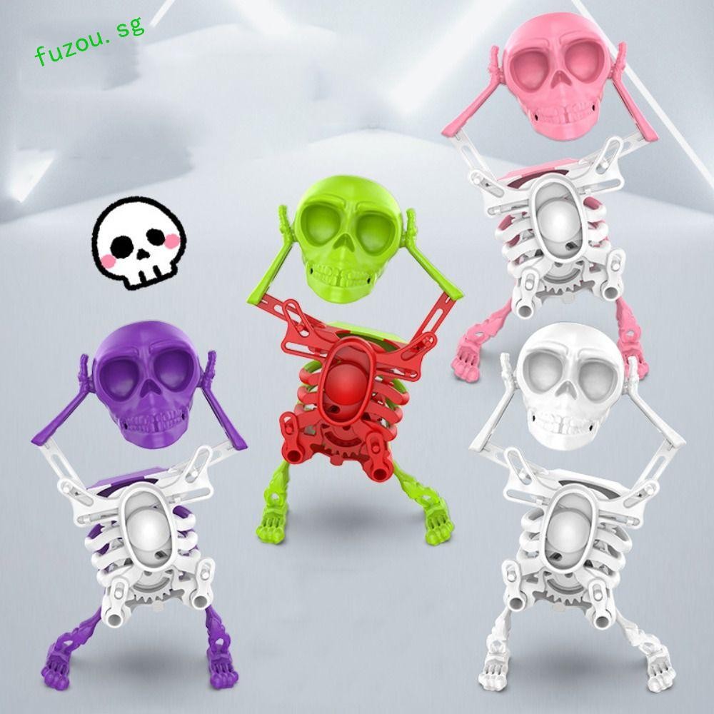 FUZOU 3D Print Shaking Skull Doll, Swinging Plastic Wind-up Dancing ...